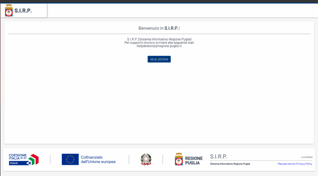 Procedura di accesso al sistema SIRP – Portale SIRP – Regione Puglia